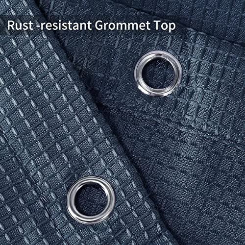 GlowSol Polyester Waffle Weave Fabric Shower Curtain Bathtub Curtain Hotel Grade Shower Curtain for Bathroom Water Proof 96 Inches Long Navy
