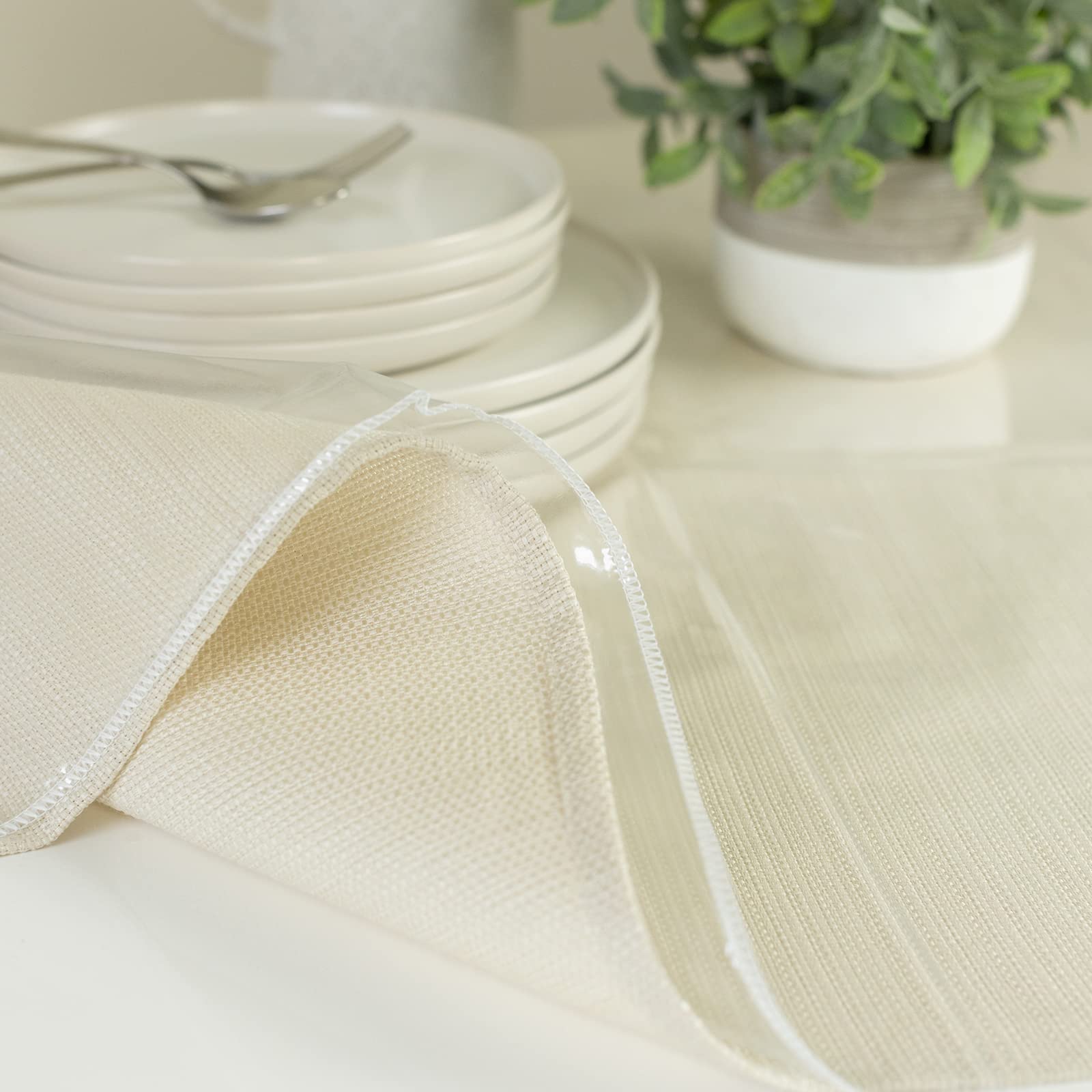 Benson Mills Heavy Duty Clear Plastic Tablecloth Protector, 100% Waterproof Table Cloth, Oil Spill Proof, Table Cover for Dining Tables, Parties and Holidays (54" x 54" Square)