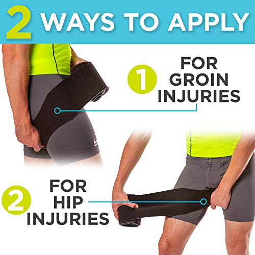 BraceAbility Hip Brace & Groin Strain Wrap | Non-Slip Hamstring & Thigh Compression Support Spica for Pulled Quad Muscle, Arthritis Relief, Inguinal Hernia or Abduction Hip Flexor Injury (One Size)