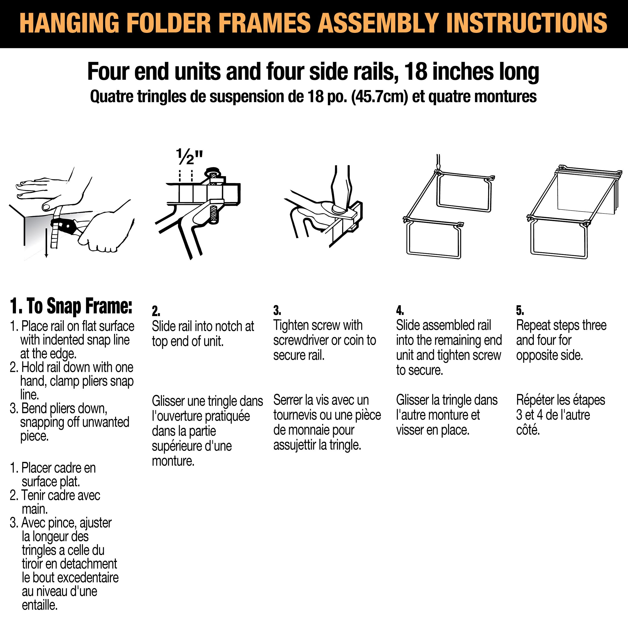 Officemate Hanging File Frames, Letter Size, Steel, 6 Pack (98620)