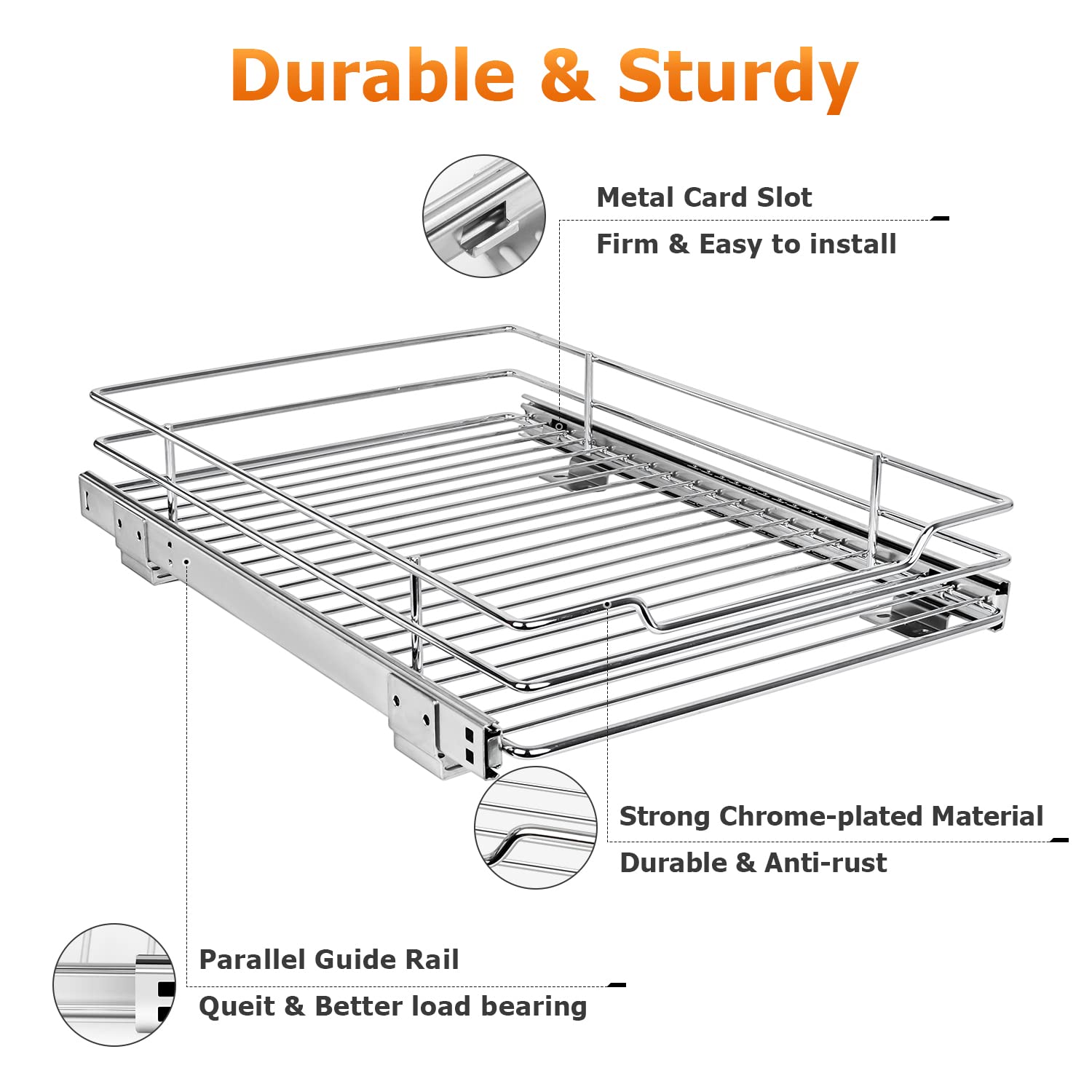G-TING Pull Out Cabinet Organizer, Heavy Duty Slide Out Pantry Shelves Sliding Drawer Storage for Home, Kitchen, Bathroom, 12.44" W x 16.54" D, Request at Least 13 inch Cabinet Opening