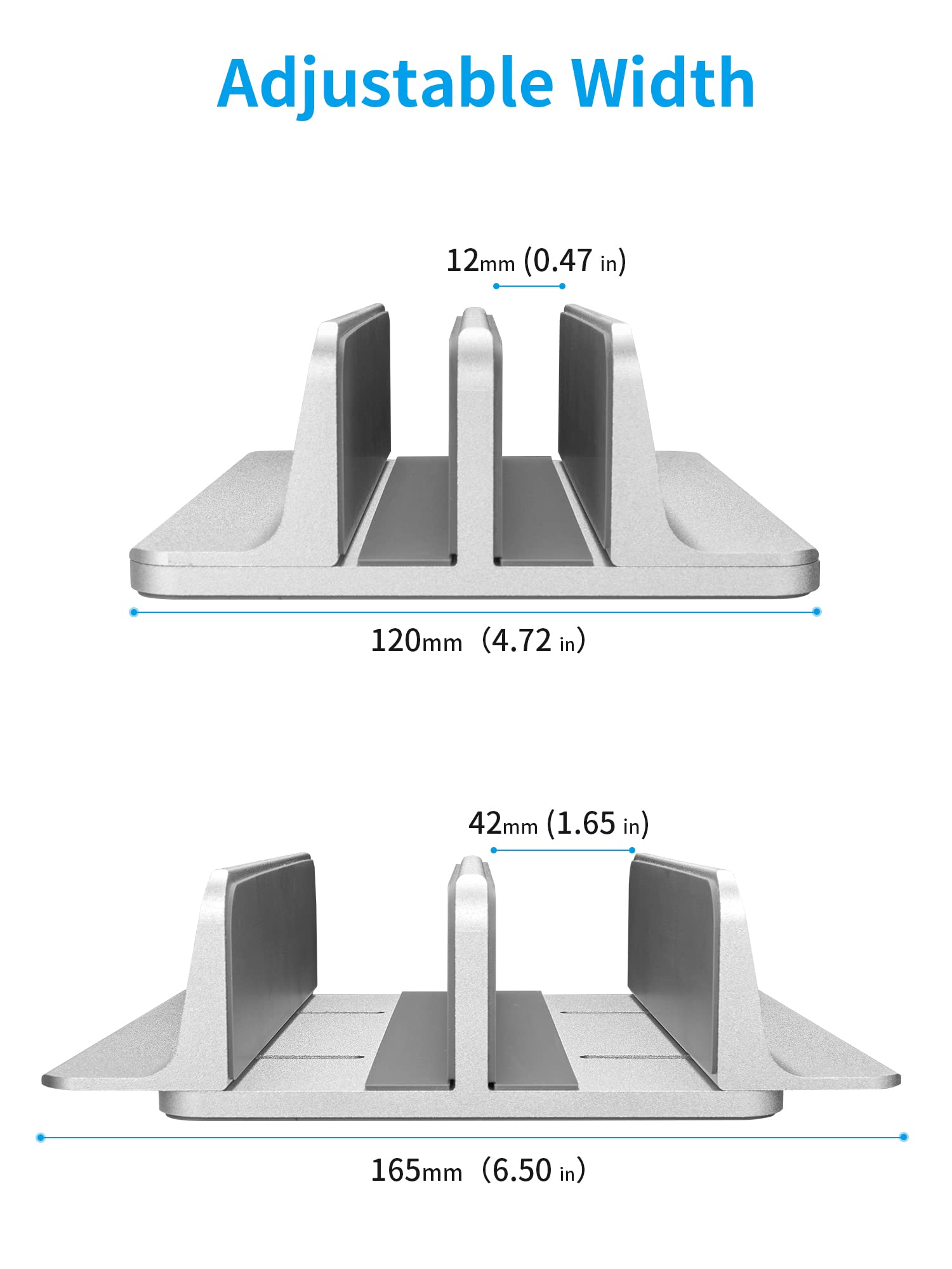 JARLINK (Upgraded Dock Version Vertical Laptop Stand, Double Desktop Stand Adjustable Laptop Holder (up to 17.3 inches) Compatible with All MacBook Pro/Air/Microsoft Surface (Silver)