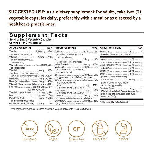 Solgar Formula VM-75, 120 Vegetable Capsules - Vitamin A, B6, B12, C, D, E - Biotin, Magnesium, Calcium, Copper, Iron, Zinc, Folic Acid, Niacin - Non-GMO, Vegan, Gluten Free, Dairy Free - 60 Servings