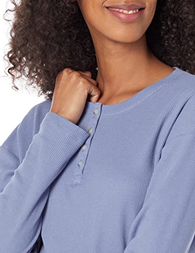 GAP Womens Long Sleeve Waffle Henley Shirt, Larkspur, Large US