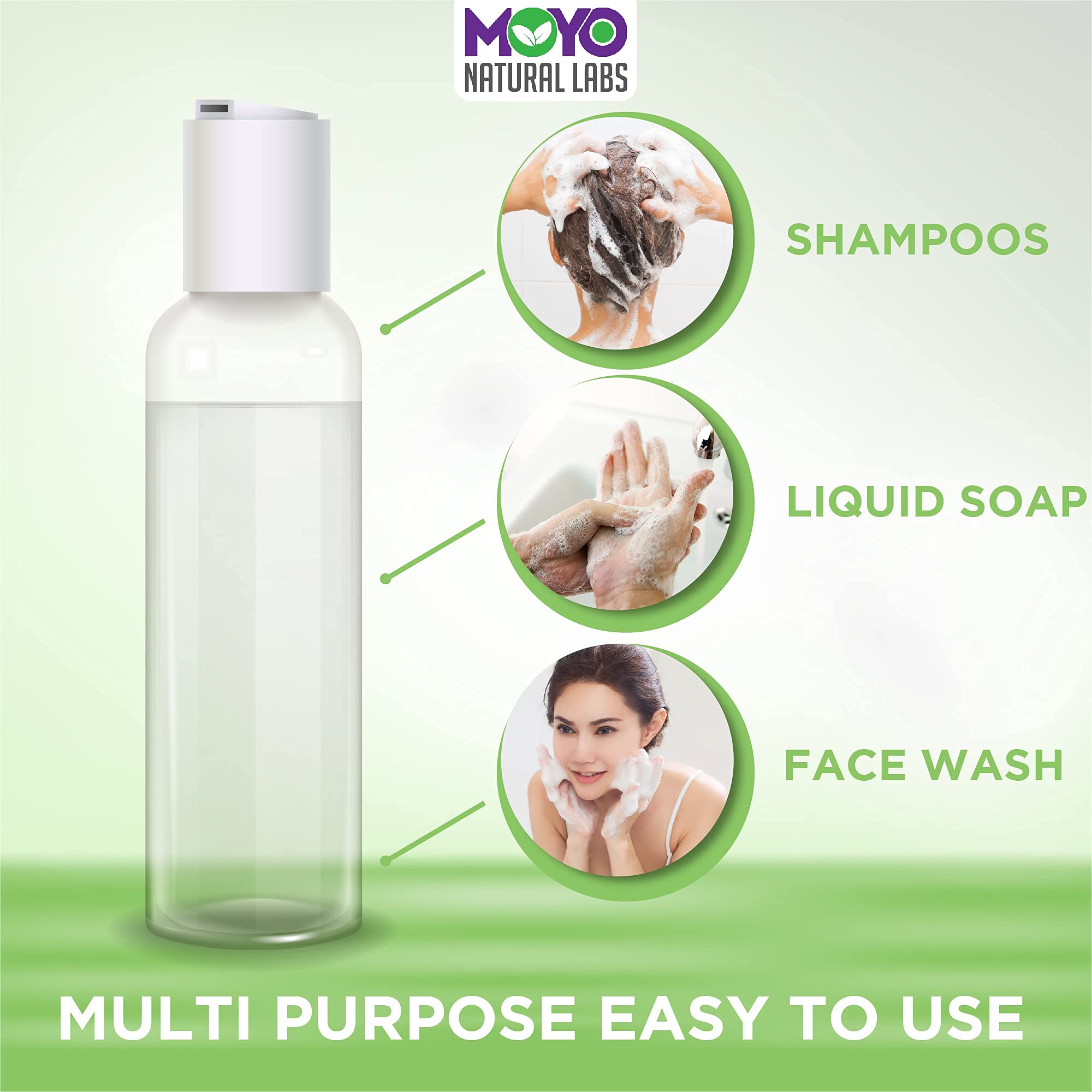 MoYo Natural Labs 4 oz Travel Bottles, Empty Travel Containers with Disc Caps, BPA Free HDPE Plastic Squeezable Toiletry/Cosmetic Bottle (Neck 20-410) (Pack of 12, HDPE Translucent White)
