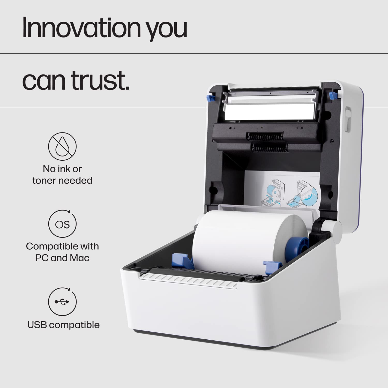 HP Shipping Label Printer, 4x6 Commercial Grade Direct Thermal, Compact & Easy-to-use, High-Speed 203 DPI Printer, Barcode Printer, Compatible with Amazon, UPS, Shopify, Etsy, Ebay, ShipStation & More