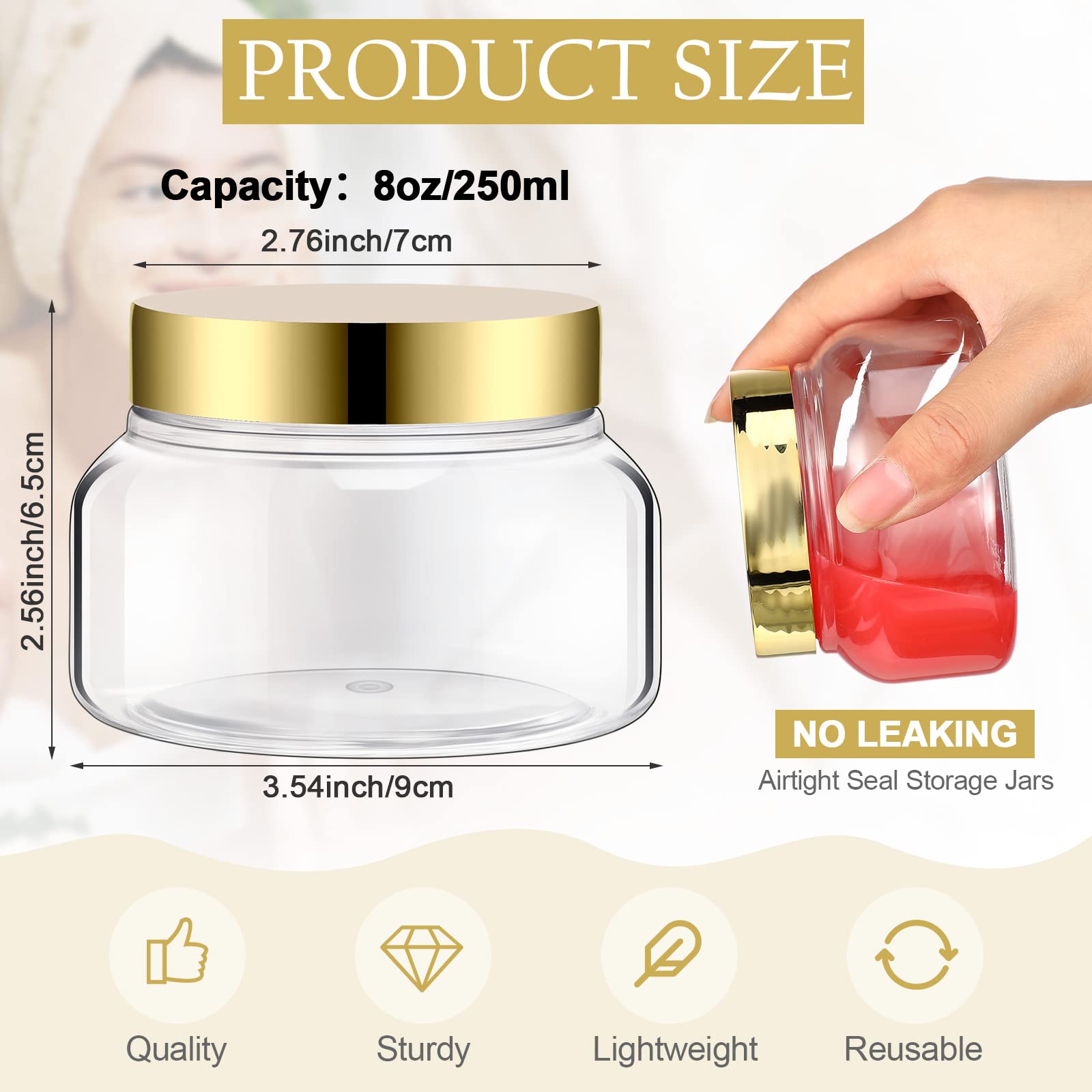 Mumufy Clear Plastic Jars with Lids Round Plastic Containers Empty Travel Containers for Creams Refillable Cosmetic Jars for Lotions Body Scrub Body Butter(36 Pcs,8 oz)