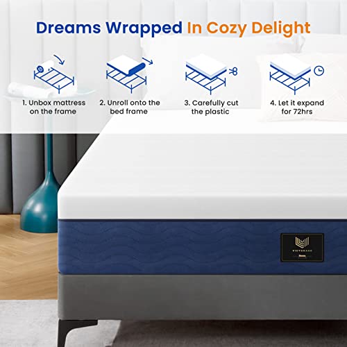 VICTORAGE 10 Inch Gel Memory Foam Mattress, Cooling Gel Bed Mattress, CertiPUR-US Certified, Mattress in a Box, Pressure Relief, Made in USA, Medium Plush, Queen Size Memory Foam Mattress