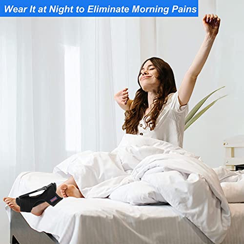 Drop Foot Orthotic Brace,Improved Dorsal Night Splint for Effective Relief from Plantar Fasciitis, Achilles Tendonitis, Heel and Ankle Pain with Hard Spiky Massage Ball (black)