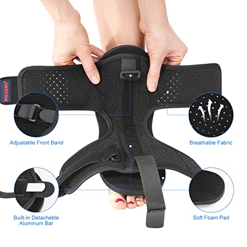 Drop Foot Orthotic Brace,Improved Dorsal Night Splint for Effective Relief from Plantar Fasciitis, Achilles Tendonitis, Heel and Ankle Pain with Hard Spiky Massage Ball (black)