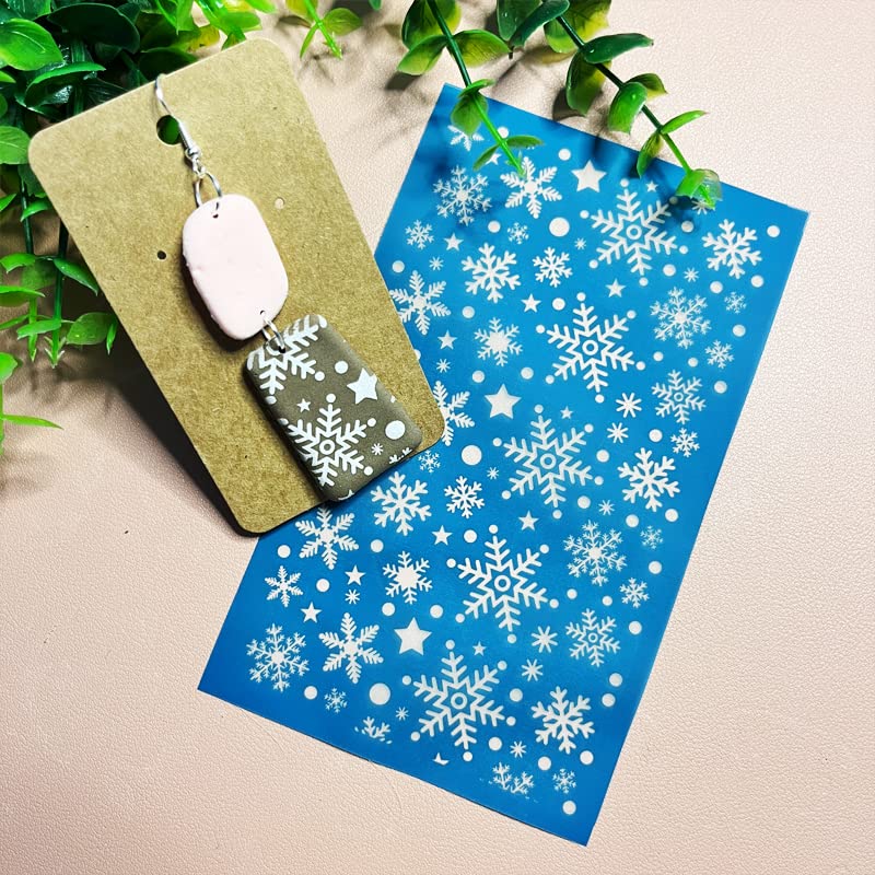 Christmas Silk Screen Stencils for Polymer Clay, 3Pcs Reusable Silk Screen Print Kit, for DIY Polymer Clay Jewelry Making