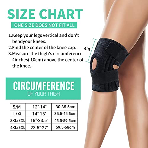 ABYON Plus Size Knee Braces for Knee Pain with Side Stabilizers for Man Women.Relieves Meniscus Tear, ACL, LCL, MCL,Arthritis.Non Slip Adjustable Knee Support for Joint Pain Relief, Injury Recovery