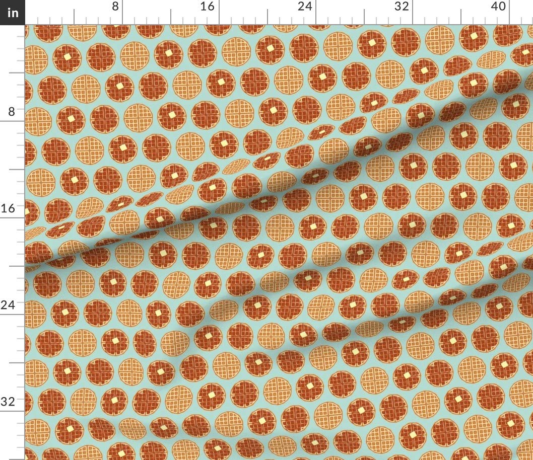 Spoonflower Fabric - Dark Mint Waffle Breakfast Food Printed on Petal Signature Cotton Fabric by The Yard - Sewing Quilting Apparel Crafts Decor
