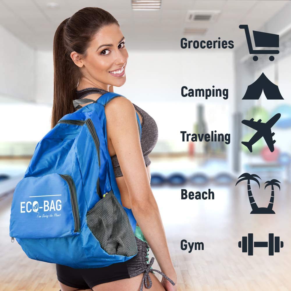 Packable Foldable Ultralight Lightweight Travel Camping Hiking Outdoor Sports Waterproof Backpack Daypack Black