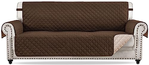 RHF Reversible Sofa Cover, Couch Covers for Dogs, Couch Covers for 3 Cushion Couch, Couch Covers for Sofa, Couch Cover, Sofa Covers for Living Room,Sofa Slipcover,Couch Protector(Sofa:Chocolate/Beige) Large