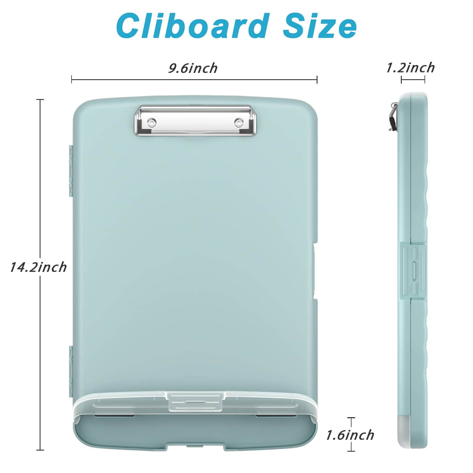Rimilak Plastic Clipboard with Storage, High Capacity Nursing Clipboards with Pen Holder, Slim Clipboard Storage Box with Heavy Duty Clips, Clipboard Folder Side-Opening, Dark Green