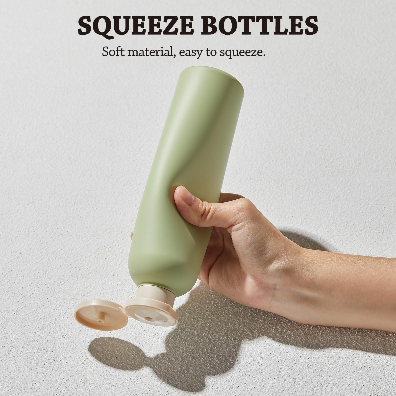 Lusiyi Squeeze Bottles 8 oz, 3 Pack Travel Shampoo and Conditioner Bottles, Plastic Refillable Containers for Lotion(8oz, Green)