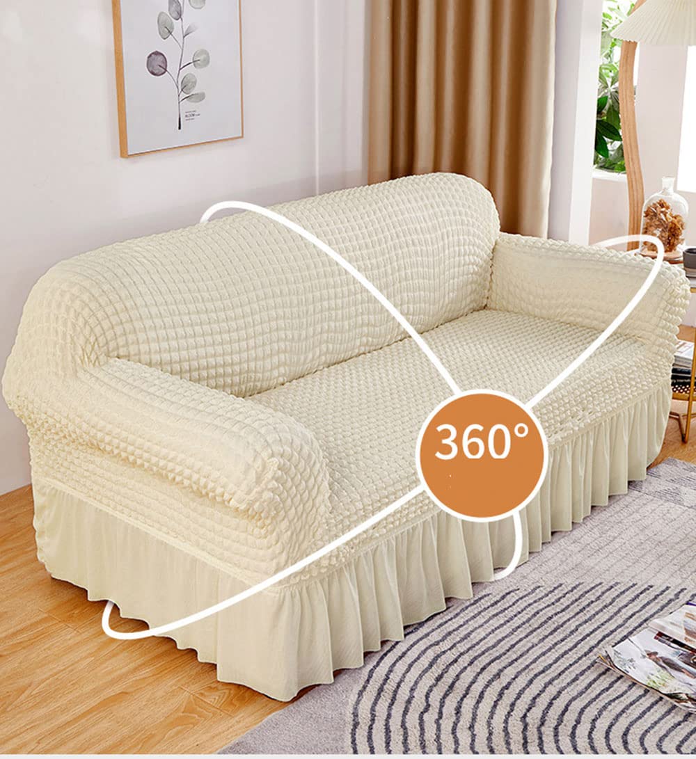 IMYOGI High Stretch Sofa Covers Couch Cover with Skirt Stretch Sofa Slipcover Durable Washable Stretchable Sofa Cover Furniture Protector Universal Sofa Cover -Blue-4 Seater(235-300cm)