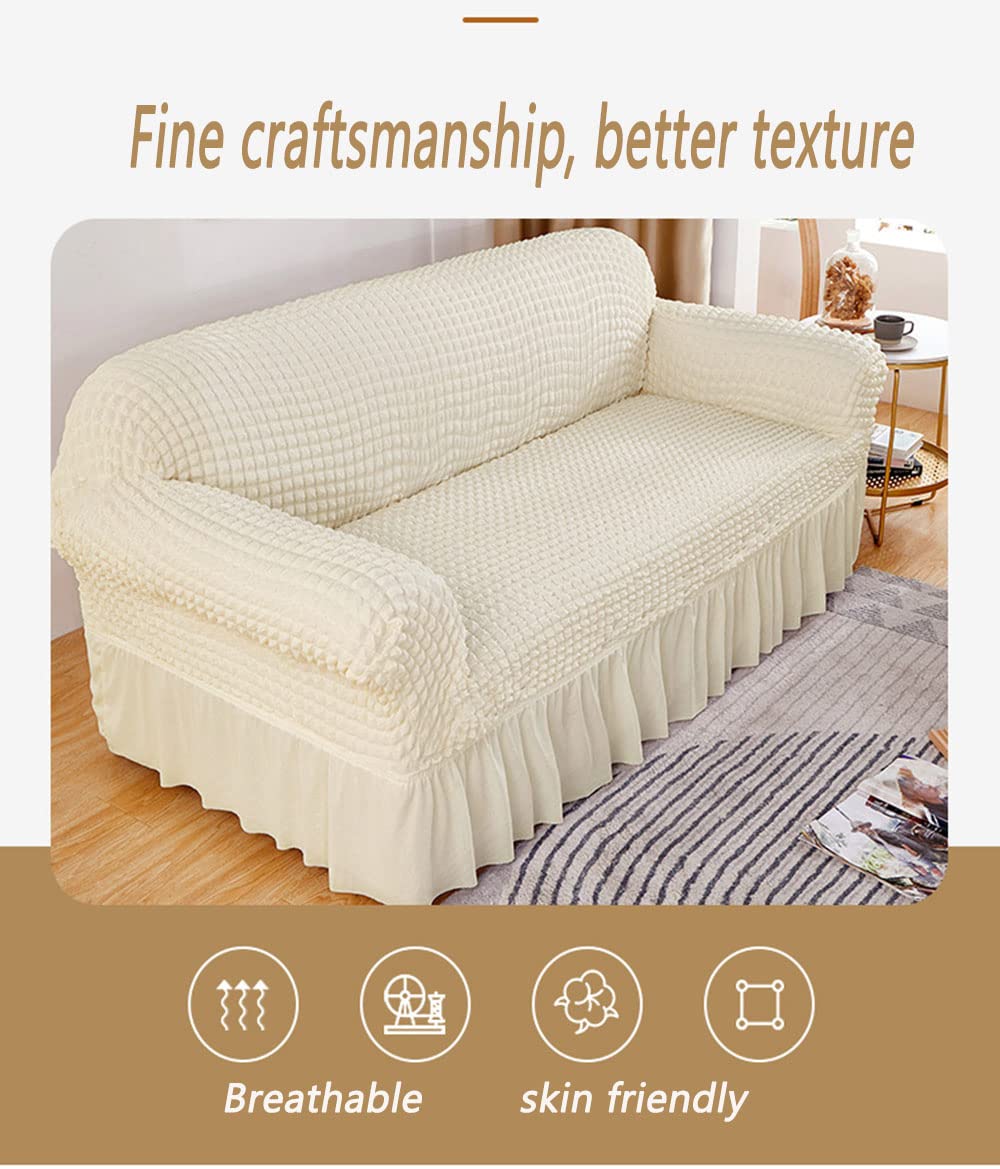 IMYOGI High Stretch Sofa Covers Couch Cover with Skirt Stretch Sofa Slipcover Durable Washable Stretchable Sofa Cover Furniture Protector Universal Sofa Cover -Blue-4 Seater(235-300cm)