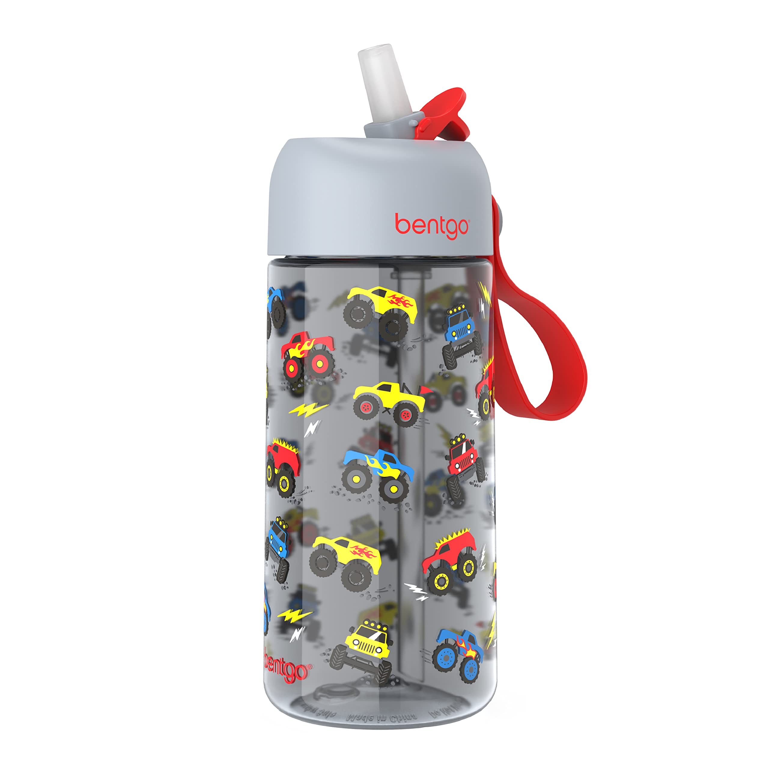 Bentgo Kids Prints Lunch Box Kids Water Bottle - New & Improved 2023 (Trucks)