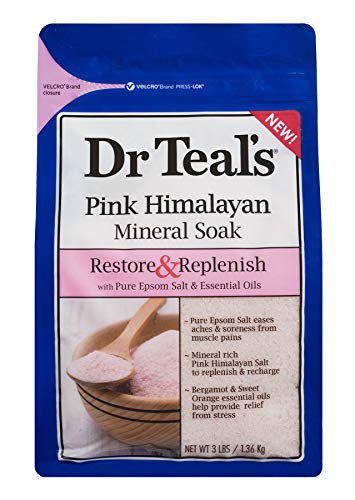 Dr. Teals Pink Himalayan Foam Bath & Soak Mothers Day Gift Set (2 Pack, 82oz Total) - Restore & Replenish Pink Himalayan Salt Blended with Pure Epsom Salt - 3lb Soak, 34oz Foam Bath - at Home Spa Kit