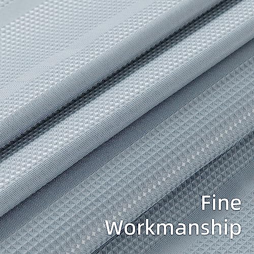Home Queen Water Repellent Fabric Shower Curtains for Bathroom, Waffle Textured Heavy Duty Thick Cloth Shower Curtain, Hotel Luxury Weighted Polyester Bath Curtain, 70 x 72 Inches, Grey