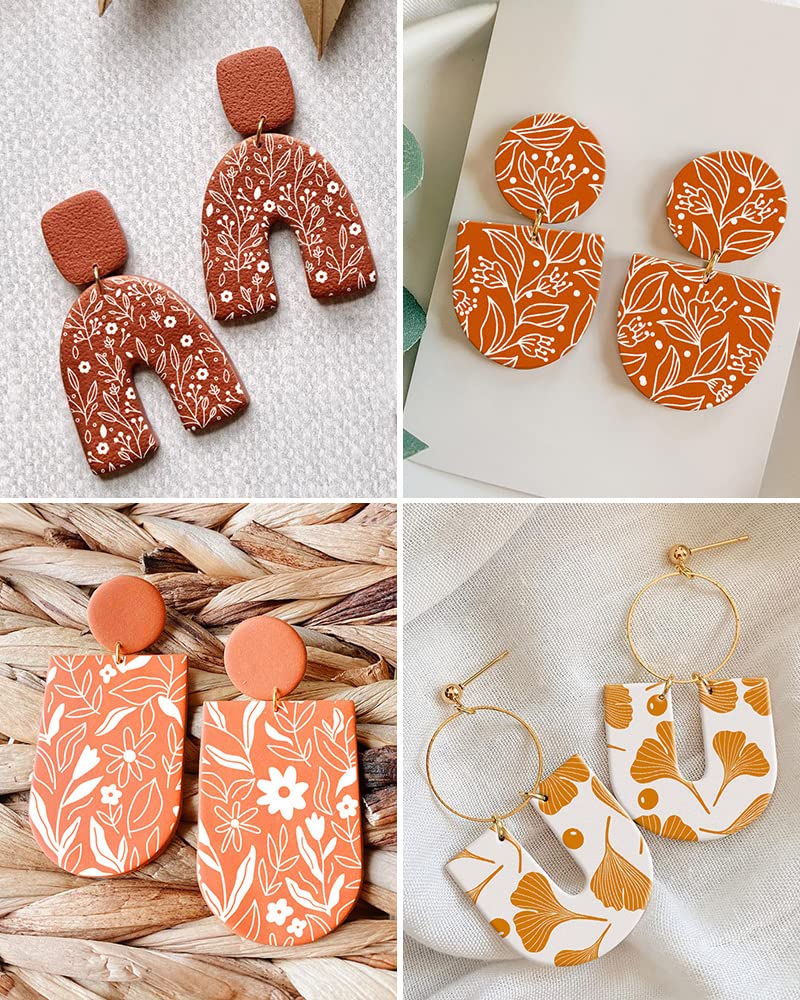 KEOKER Floral Silk Screen Stencils for Polymer Clay, 10 PCS Silk Screen for Jewelry Clay Earrings Decoration, Each 5.5" X 3.5" (10PC)