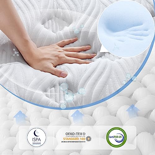 Avenco Queen Mattress, 12 Inch Hybrid Mattress with Comfort Foam, Gel Memory Foam and Individually Pocket Innerspring Queen Size Mattress for Motion Isolation & Edge Support, CertiPUR-US Certified