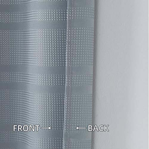 Home Queen Water Repellent Fabric Shower Curtains for Bathroom, Waffle Textured Heavy Duty Thick Cloth Shower Curtain, Hotel Luxury Weighted Polyester Bath Curtain, 70 x 72 Inches, Grey
