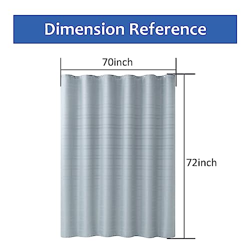 Home Queen Water Repellent Fabric Shower Curtains for Bathroom, Waffle Textured Heavy Duty Thick Cloth Shower Curtain, Hotel Luxury Weighted Polyester Bath Curtain, 70 x 72 Inches, Grey