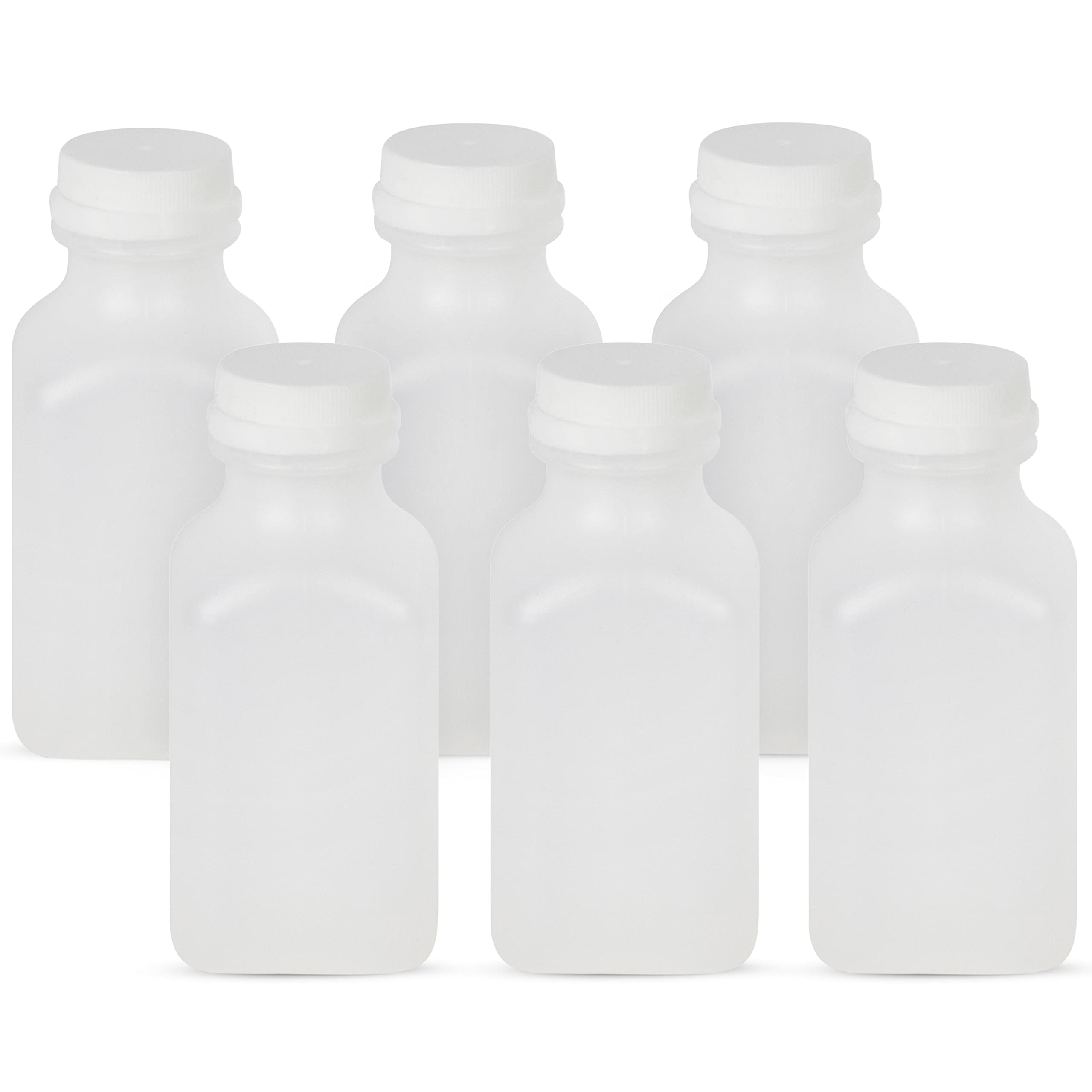 CUNTAIN juice bottles – Set of 6 HDPE Plastic Juice Bottles with Caps – 12 oz Empty Containers for Beverages, Water, Juice – Leakproof Plastic Containers with Lids, Bottles for Juice