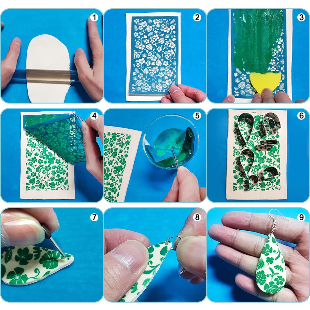112 PCS Polymer Clay Cutters Set, findTop Silk Screen for Polymer Clay, Polymer Clay Cutters Tools for Making Earrings and DIY Crafts