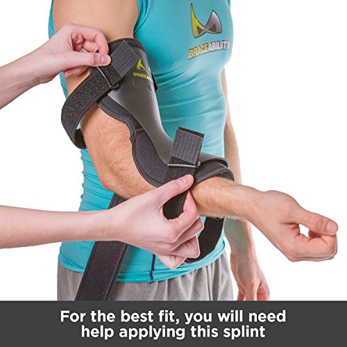 BraceAbility Cubital Tunnel Syndrome Elbow Brace | Splint to Treat Pain from Ulnar Nerve Entrapment, Hyperextended Elbow Prevention and Post Surgery Arm Immobilizer - S (Small/Medium)