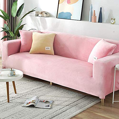 Stretch Sofa Covers 1/2/3/4 Seater Thick Sofa Slipcover Velvet Easy Fit Elastic Fabric Sofa Protector Couch Pet Protector Blue 2 Seater (Pink 1 Seater)