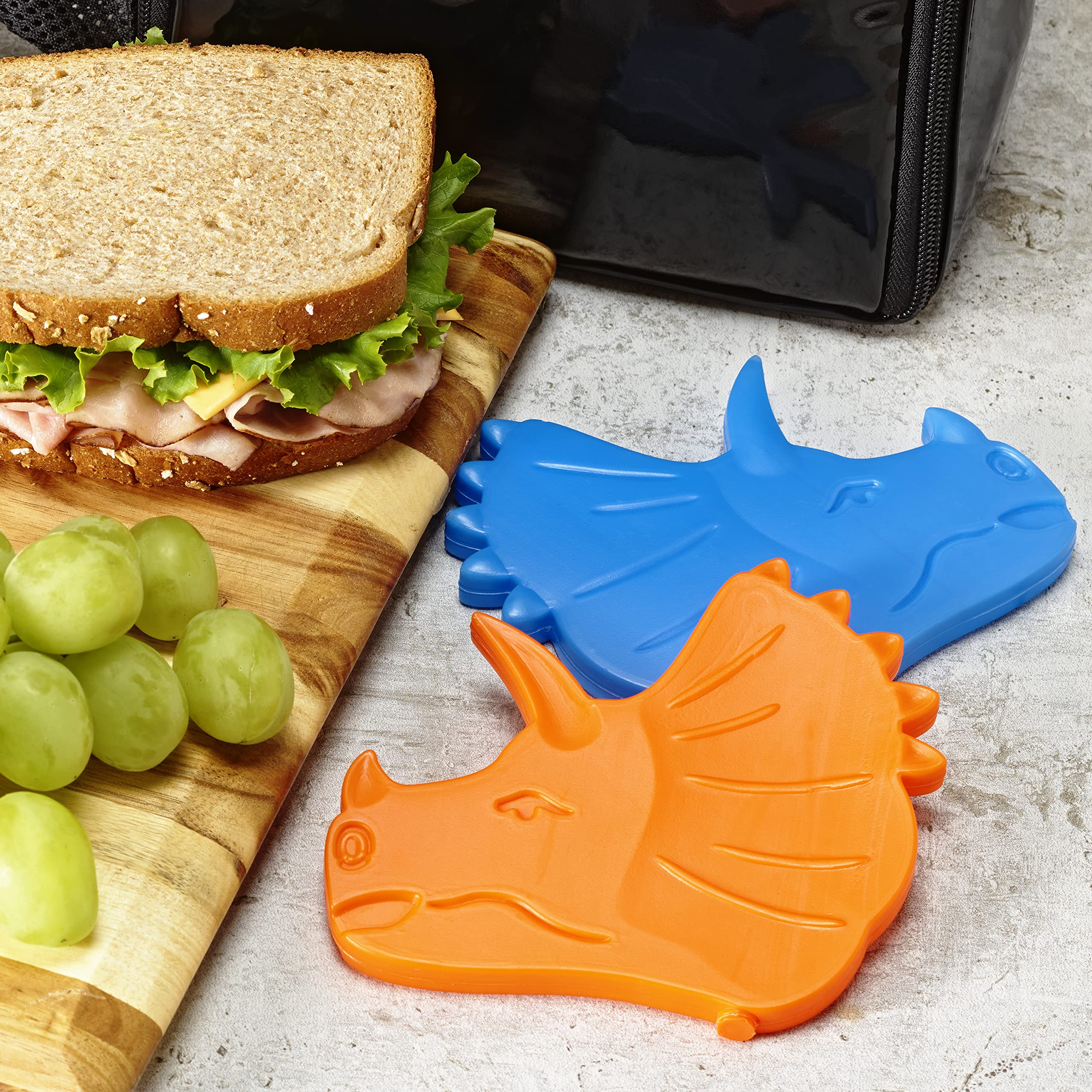 Cool Coolers Kids Lunch Box Ice Packs, Slim Ice Packs for Lunch Bags, Lunch Ice Packs Reusable-Multicolored 4 Pack (Dinosaur)