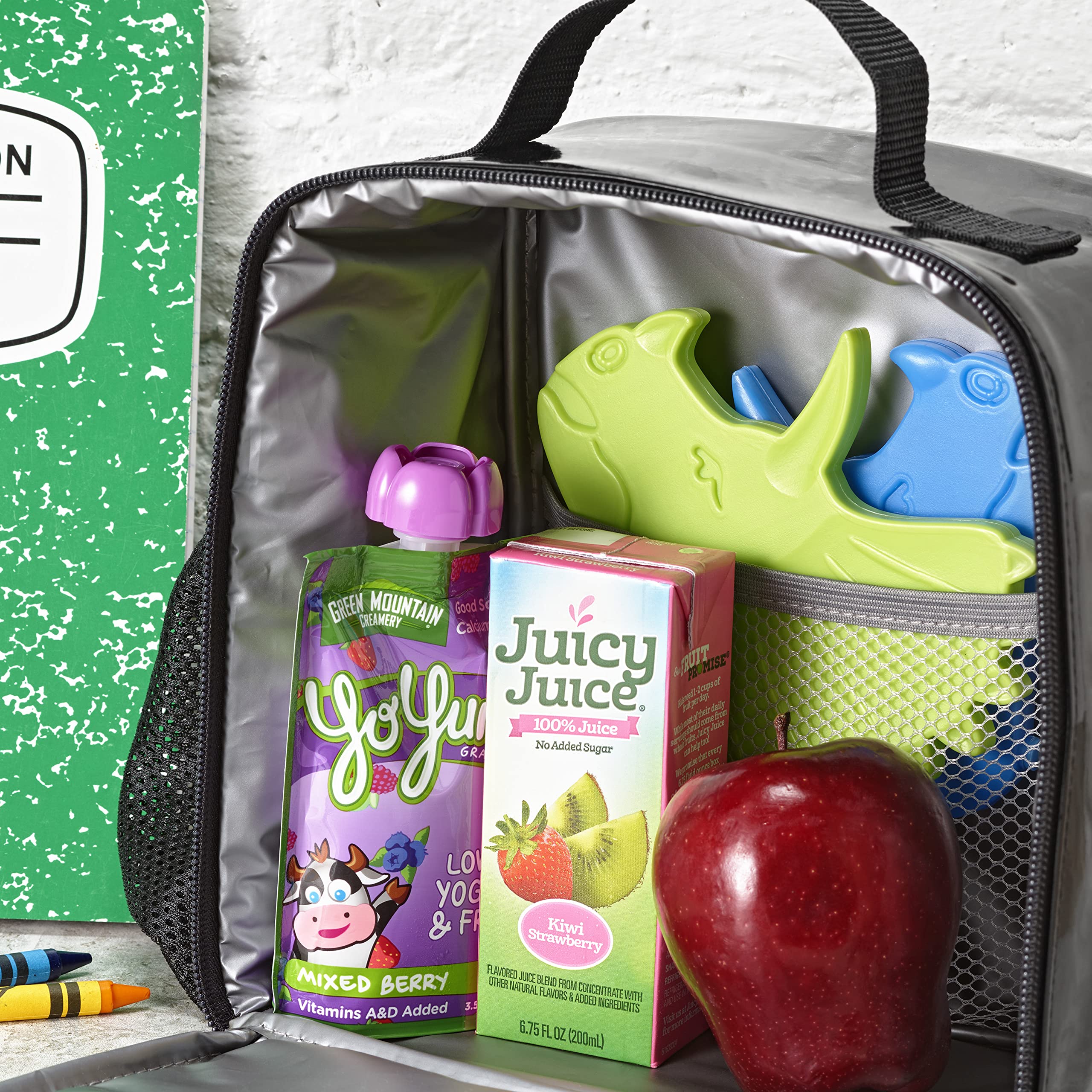 Cool Coolers Kids Lunch Box Ice Packs, Slim Ice Packs for Lunch Bags, Lunch Ice Packs Reusable-Multicolored 4 Pack (Dinosaur)