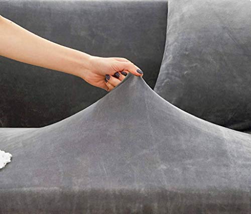 IMYOGI High Stretch Sofa Covers Thick Sofa Covers 1/2/3 Seater Velvet L Shape Sofa Slipcover Easy Fit Stretch Elastic Fabric Sofa Couch Furniture Protector-4 Seater+4 Seater-Lake Blue