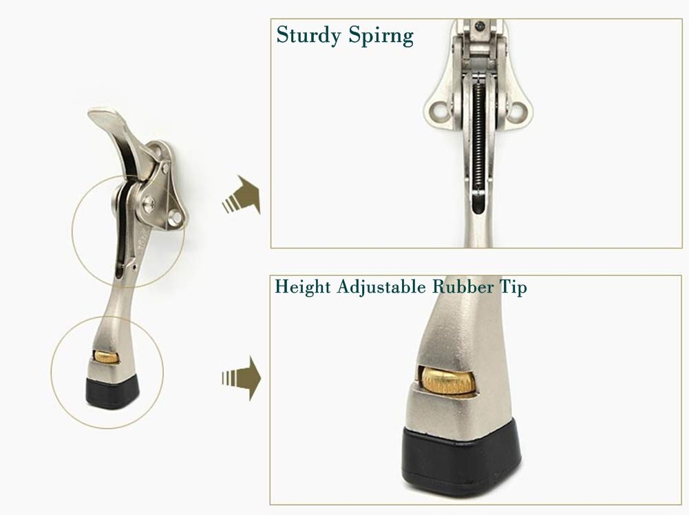 Everyday 2 Packs Kick Down Door Stop Door Stopper with One Touch Adjustable Height and Rubber Tip 4 Inches, Door Stops