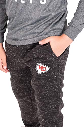 Ultra Game NFL Kansas City Chiefs Boys Extra Soft Black Snow Fleece Jogger Sweatpants, Black Snow, 18/20