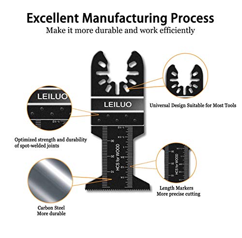 Oscillating Tool Blades LEILUO 100 Pack Wood Multitool Blades Kit Packed by Storage Bag Fit DeWalt Milwaukee Makita Ryobi and More