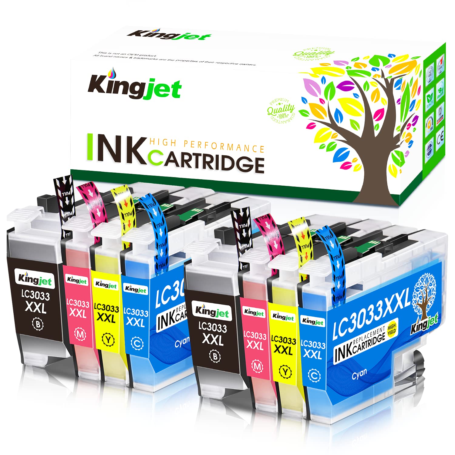 Kingjet LC3033 Ink Cartridge 8 Pack, Replacement for Brother LC3033XXL 3033 LC3035 3035, Work with Brother MFC-J995DW MFC-J995DWXL MFC-J805DW MFCJ805DWXL MFC-J815DW Printer (2BK / 2C / 2M / 2Y)