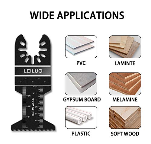Oscillating Tool Blades LEILUO 100 Pack Wood Multitool Blades Kit Packed by Storage Bag Fit DeWalt Milwaukee Makita Ryobi and More