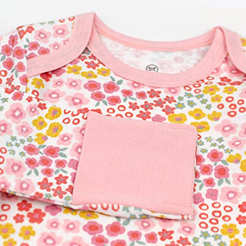 HonestBaby unisex baby 2-pack Organic Cotton Sleeper Nightgown, Meadow Floral Pink Blush, 0-6 Months US