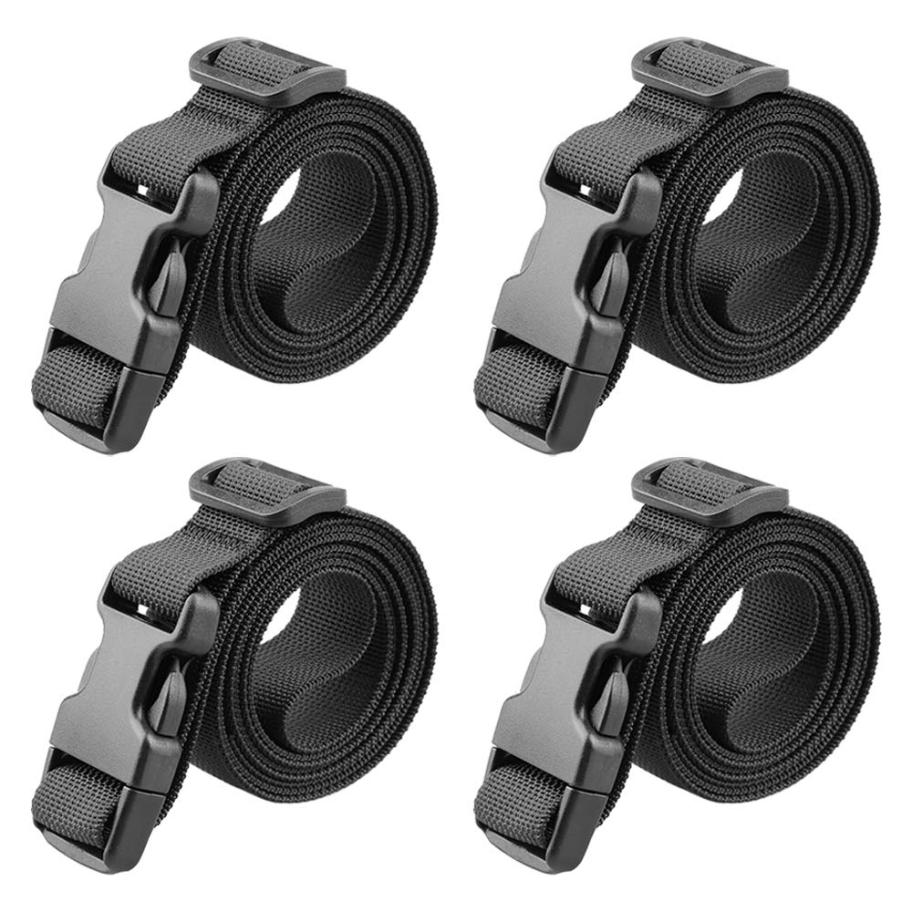 MAGARROW 10' 13' 16 feet Long 1" Strap Buckle Packing Straps Adjustable 1-Inch Belt (1" Wide - 16ft Long, Black (4-Pack))