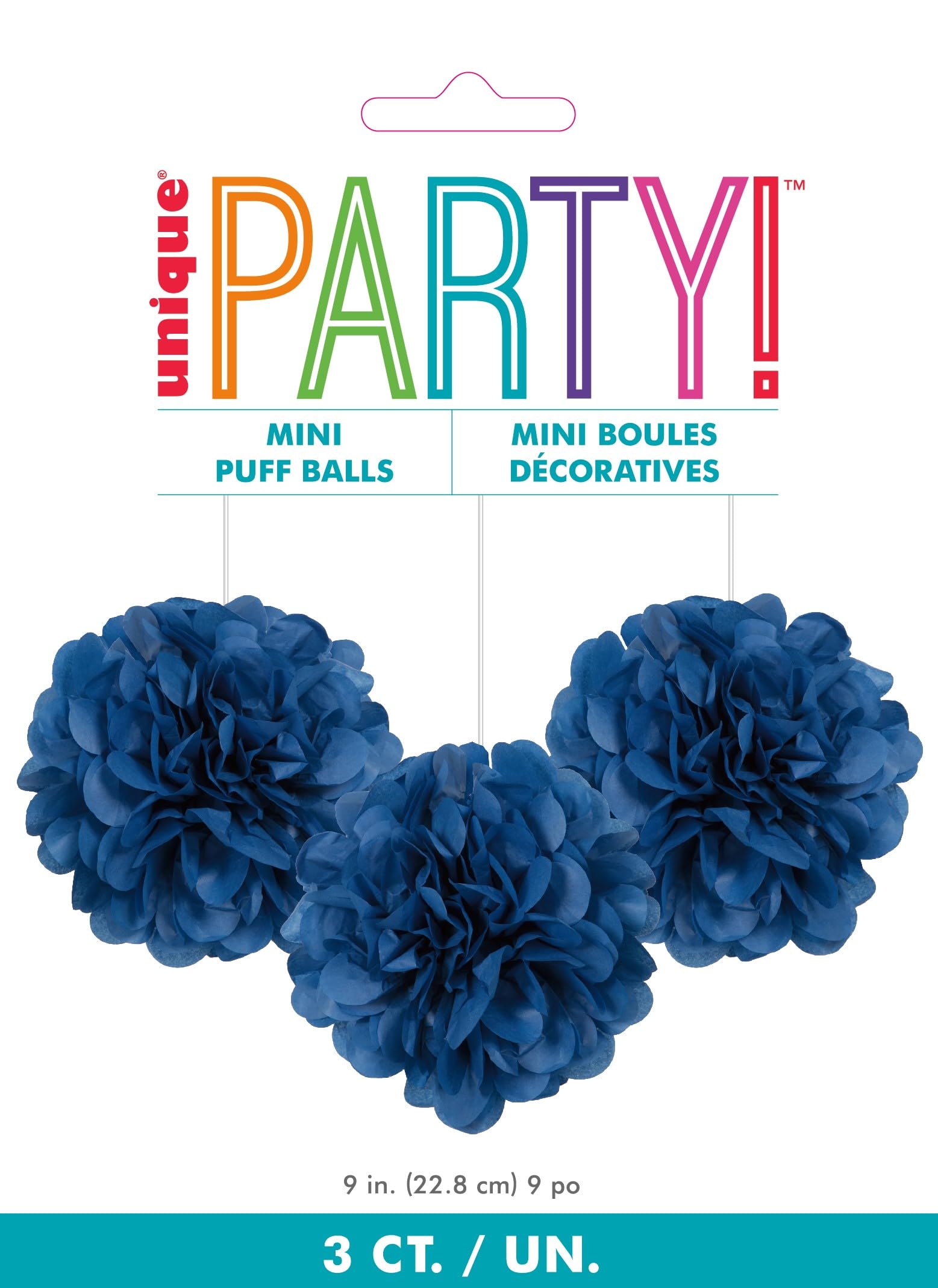 Unique Hanging Tissue Poms, 9", Royal Blue