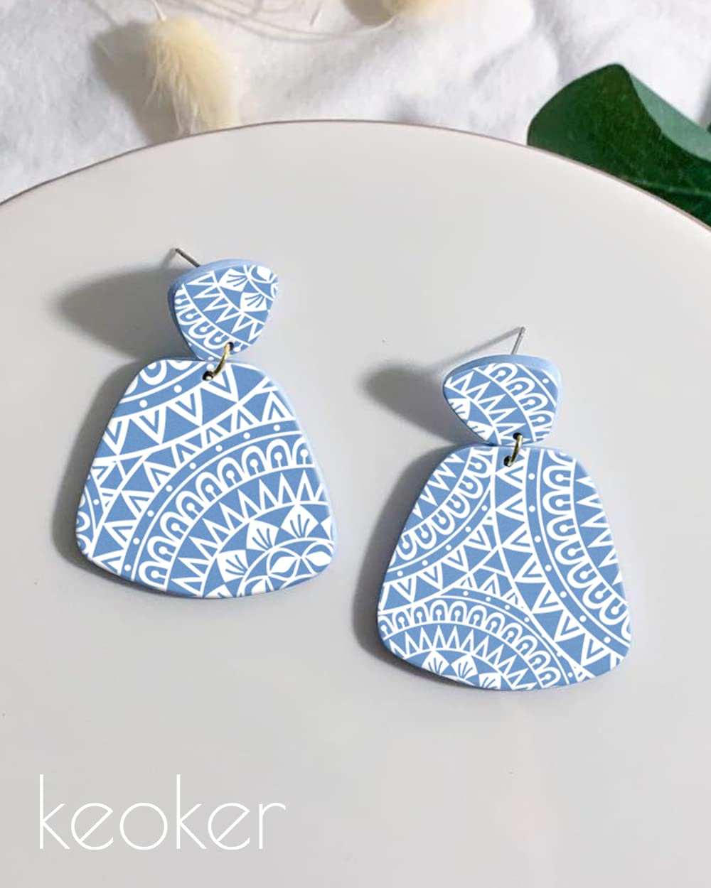 Keoker Boho Silk Screen Stencils for Polymer Clay, 3PCS Aztec Silk Screen for Polymer Clay, for Printing on Jewelry Clay Earrings Decoration, Each 6" X 3.8" (Boho)