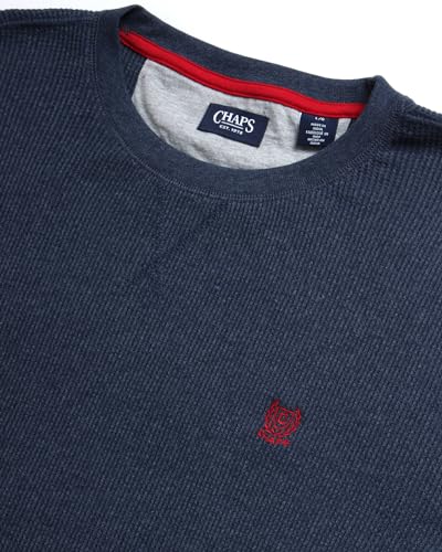 Chaps Men's Long Sleeve Shirt – 2 Pack Casual Thermal Crewneck Shirt - Waffle Knit Shirt for Men (M-XXL), Size Large, Navy/Oatmeal
