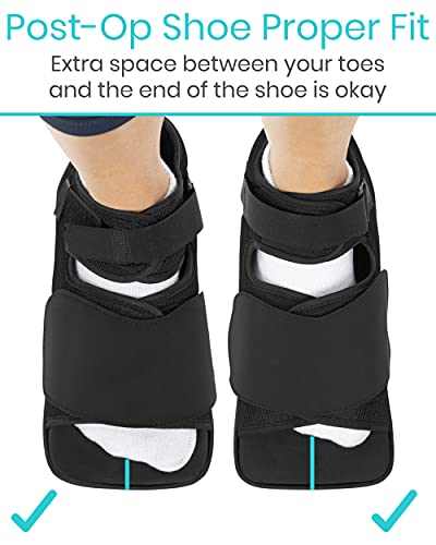 Vive Post Op Shoe - Lightweight Medical Walking Boot with Adjustable Strap - Orthopedic Recovery Cast Shoe for Post Surgery, Fractured Foot, Injured Toes, Stress Fracture, Sprains - Left or Right Foot