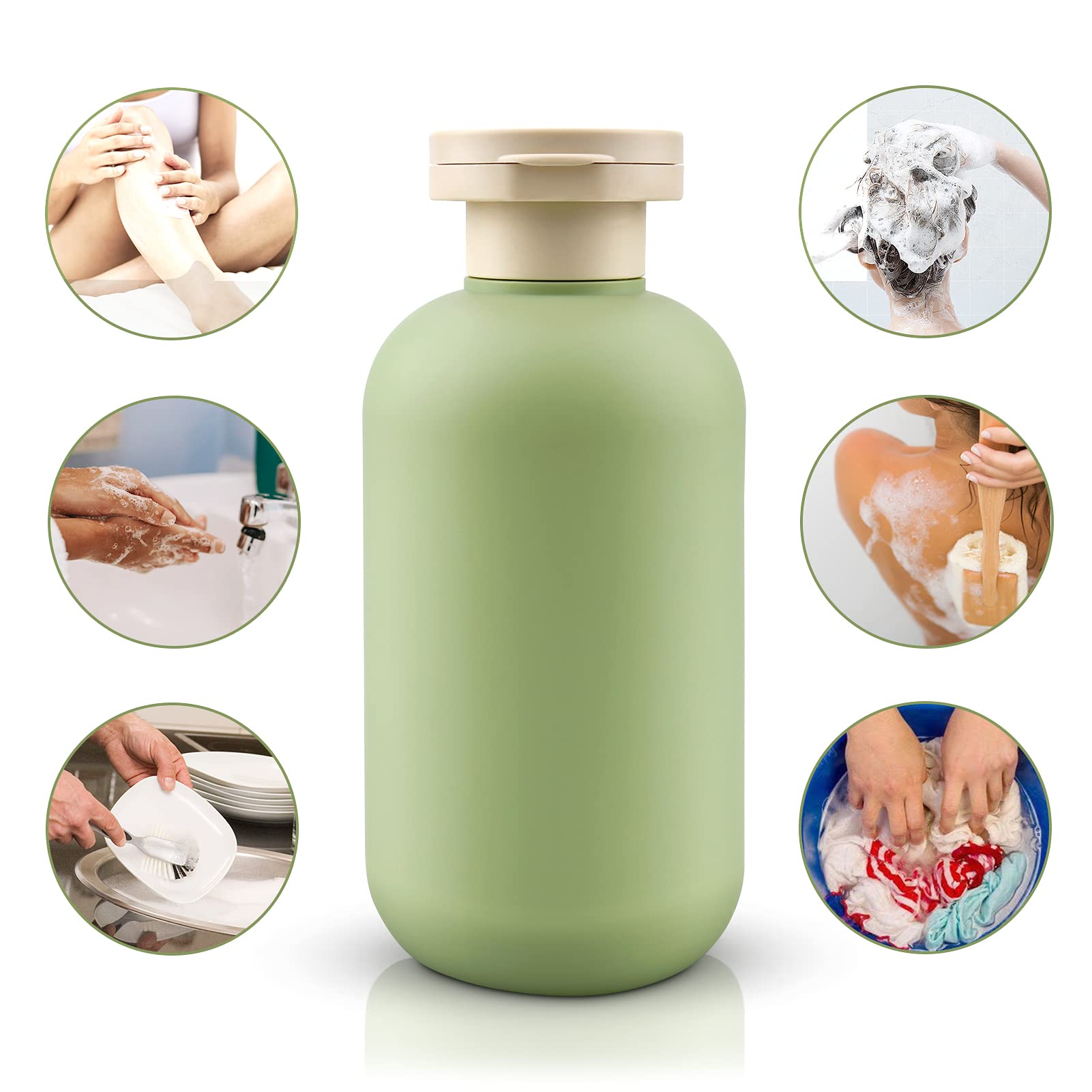 Cosywell Squeeze Bottles with Flip Cap 6.8oz Plastic Refillable Travel Containers for Toiletries Shampoo and Conditioner Bottles 2 Pack