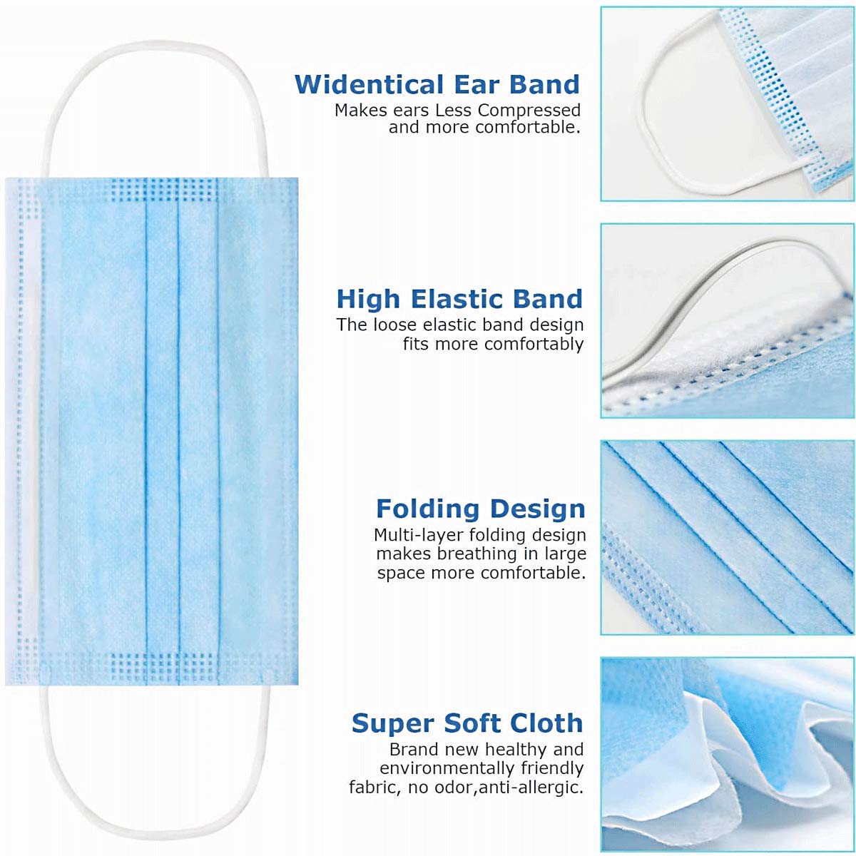 100 Pack Medical Disposable Face Masks for Protection, 3 Layers Safety Face Masks For Adults Daily Use